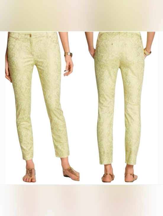 Chico's | Jeans | 425 Chicos Pale Yellow Paisley Cropped Pants Sz 2 ...
